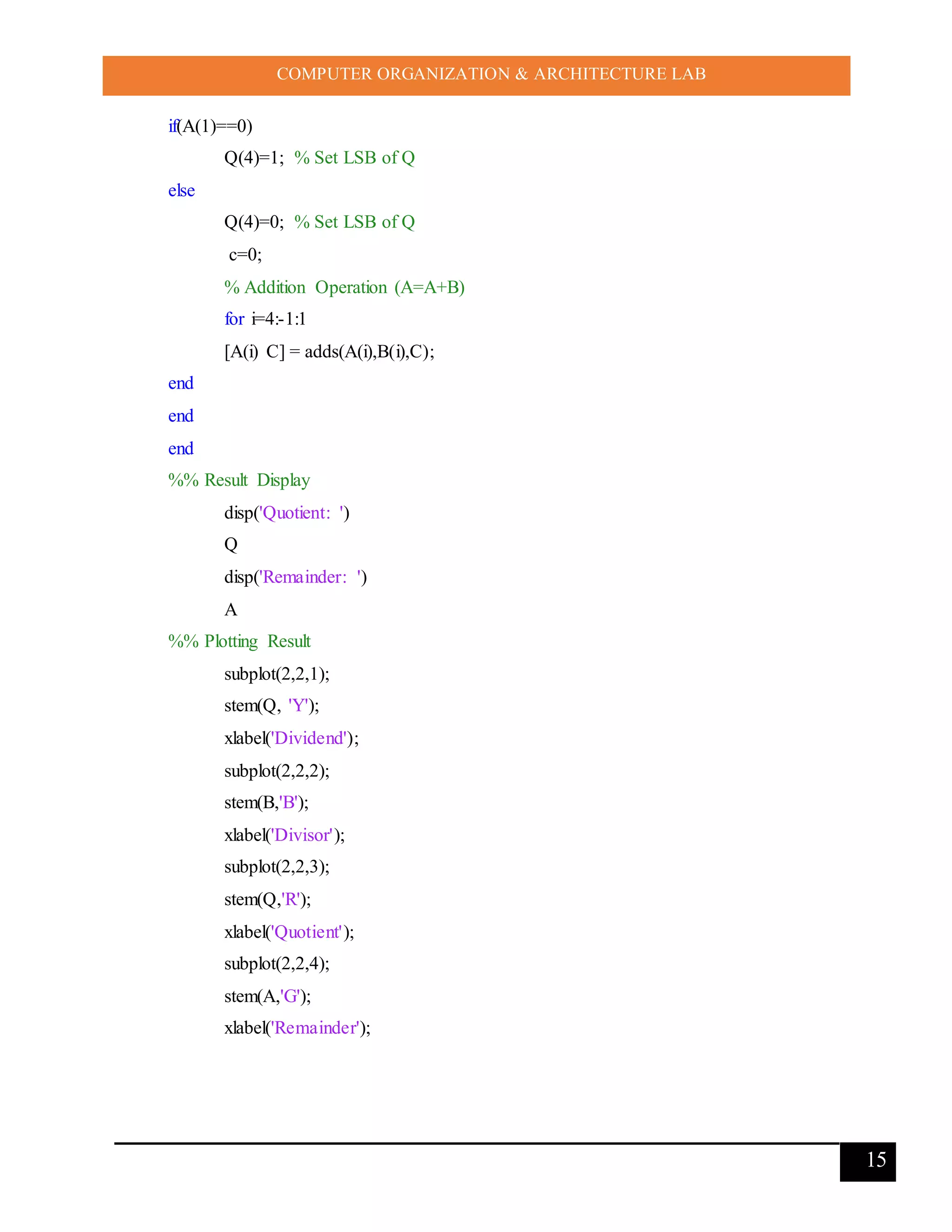 Computer Organization And Architecture Lab Manual Docx Programming