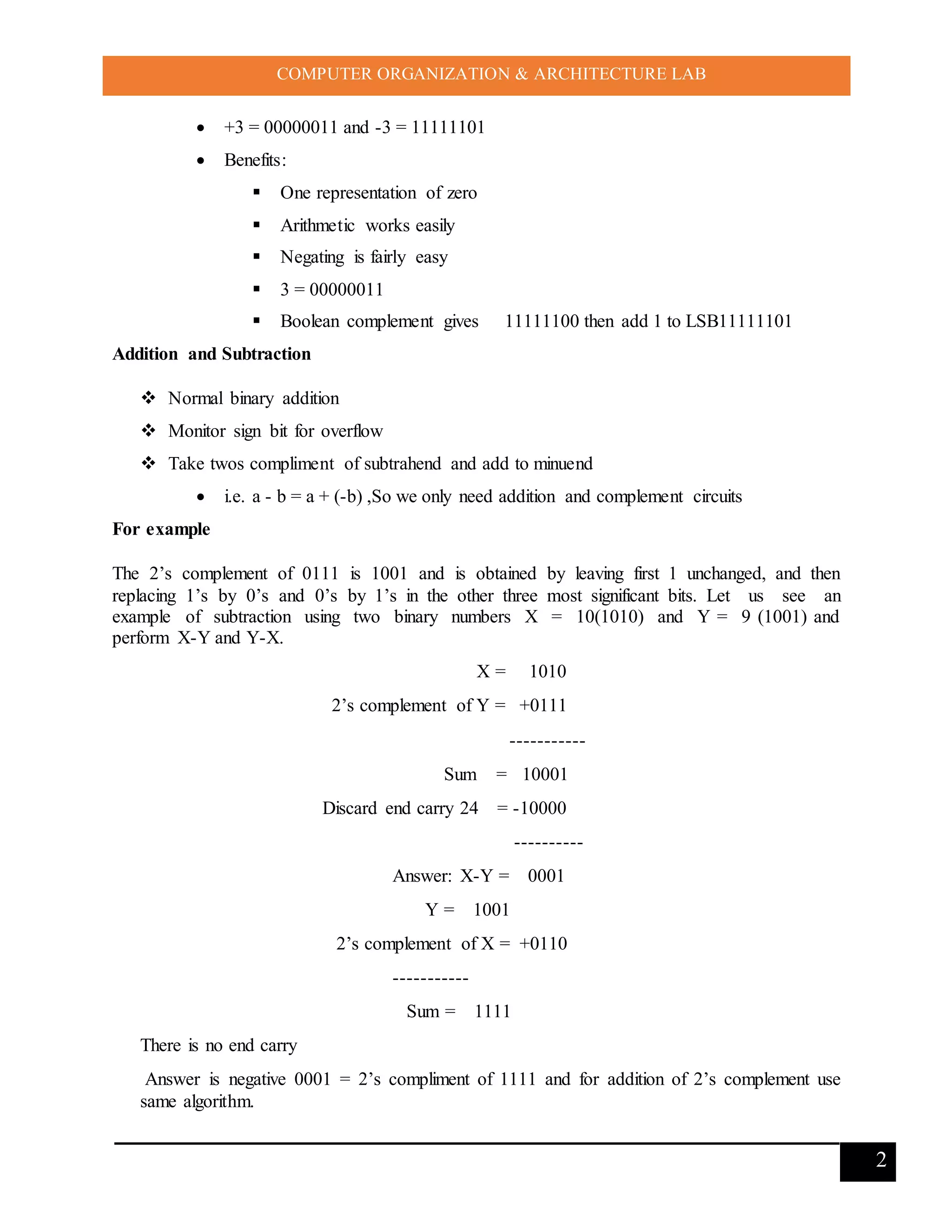 Computer Organization And Architecture Lab Manual Docx Programming