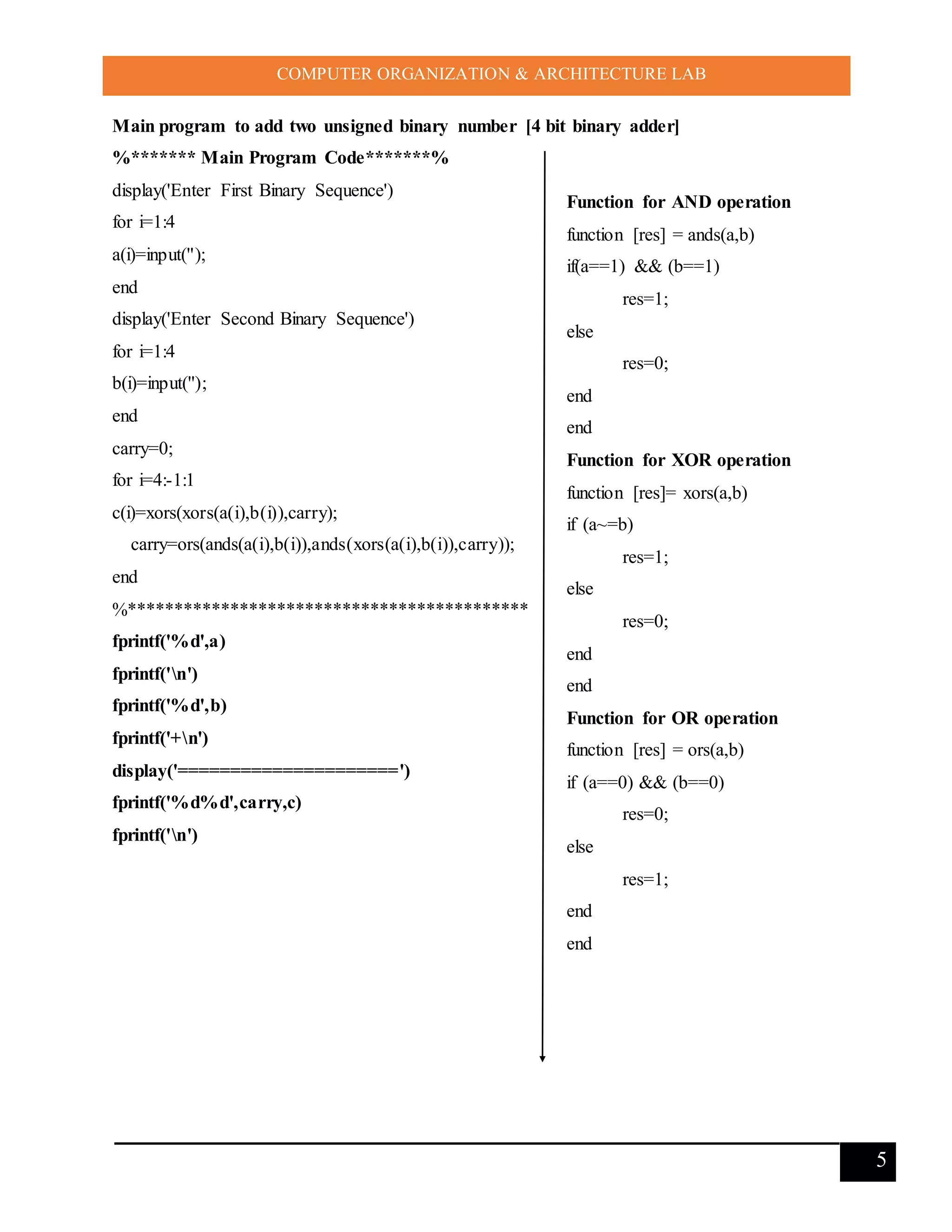 Computer Organization And Architecture Lab Manual Docx Programming Languages Computing
