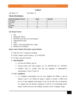 Computer organization and architecture lab manual | DOCX