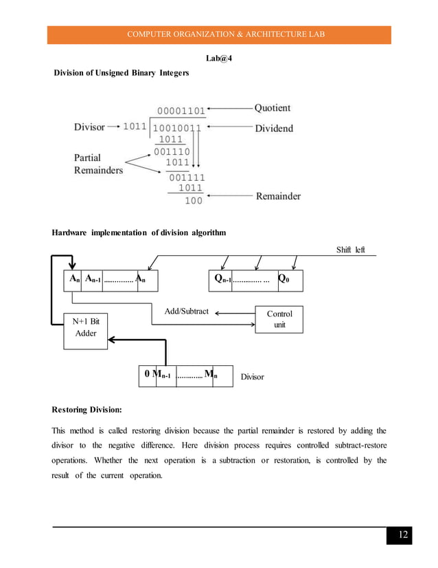 Computer Organization And Architecture Lab Manual Docx Programming Languages Computing