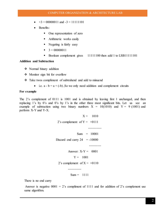 Computer Organization And Architecture Lab Manual Docx Programming Languages Computing