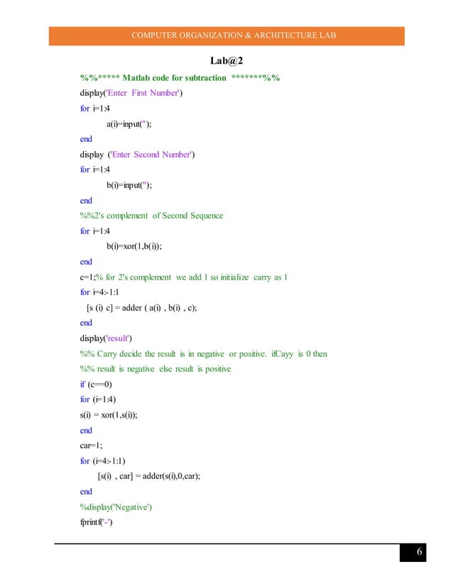Computer Organization And Architecture Lab Manual Docx Programming Languages Computing