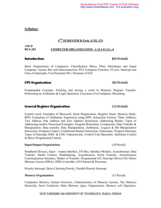 Computer Organization Lecture Notes | PDF