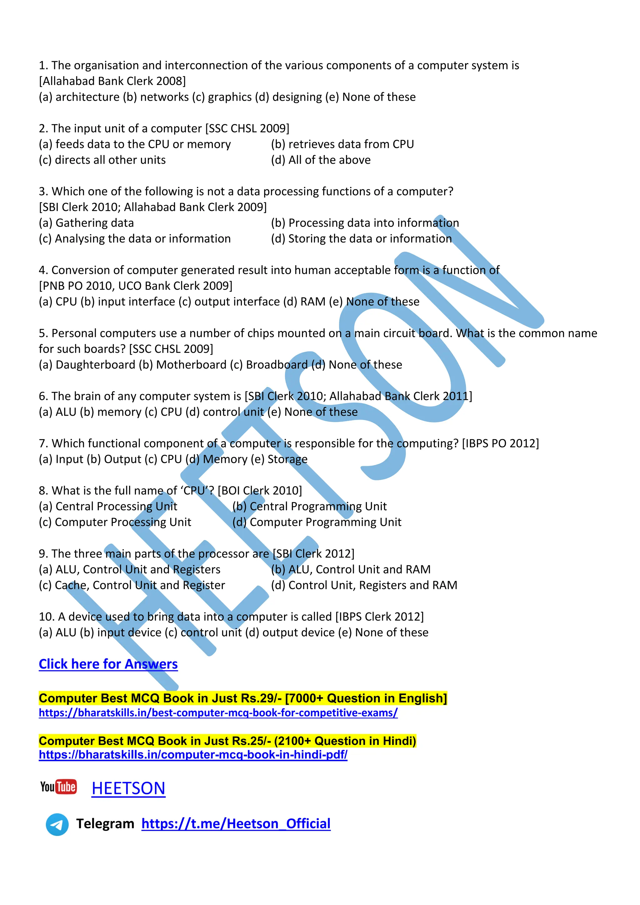 Computer Organization Question Important MCQ | PDF