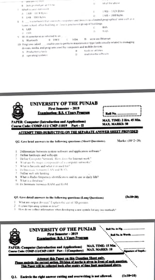 computer-111 past ppr.pdf 1st semester | PDF | Internet for Beginners ...