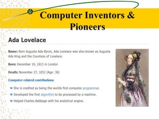 Computer Pioneers | PPT