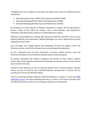 Computer power institute career path in website development | PDF