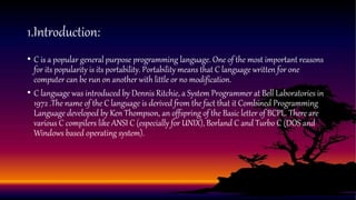 presentation on the topic: Introduction to the C language | PPT