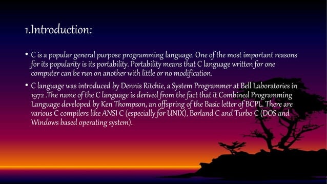 presentation on the topic: Introduction to the C language | PPT