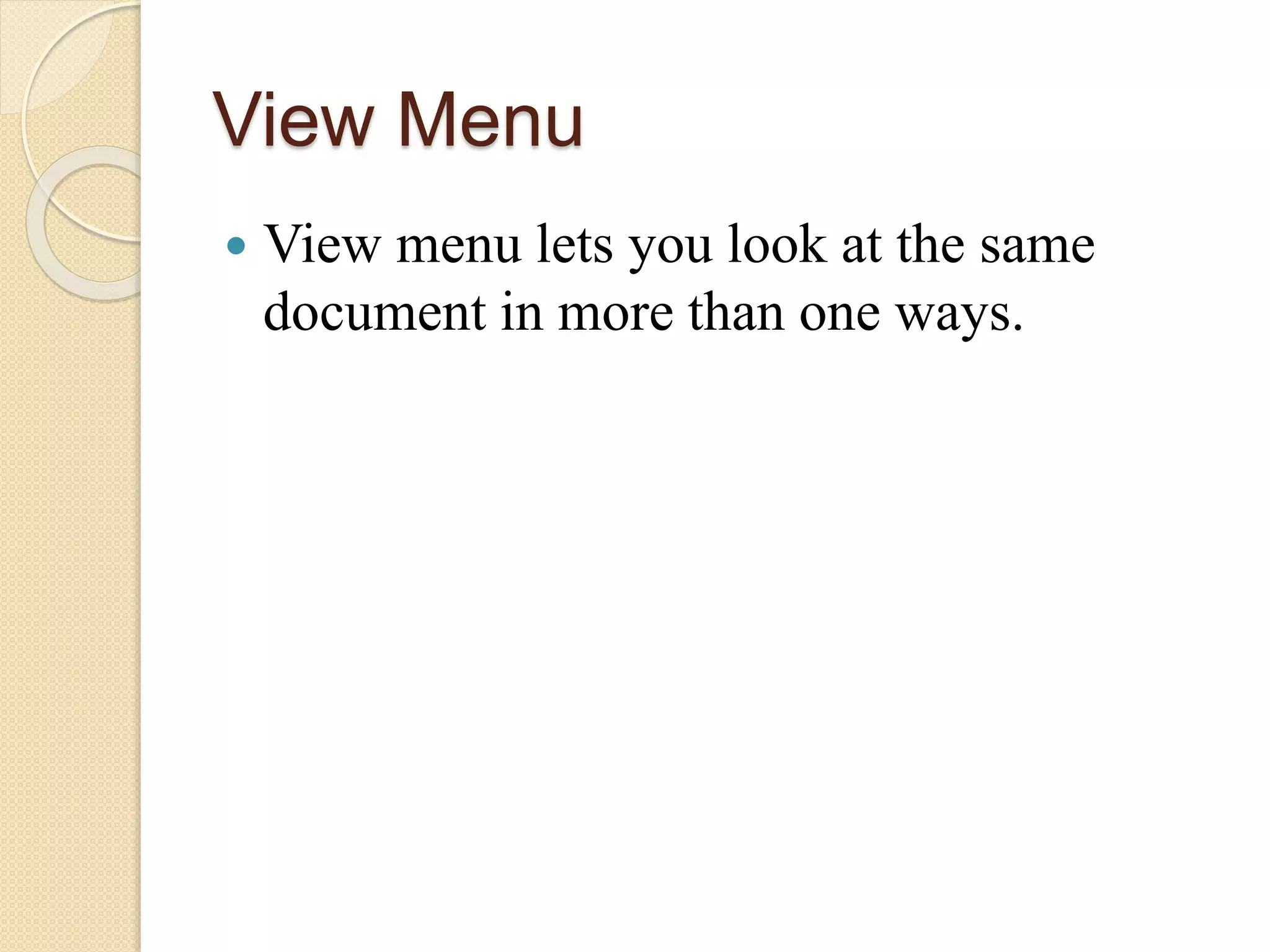 MS Word: View Menu | PPTX