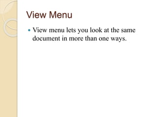 MS Word: View Menu | PPTX