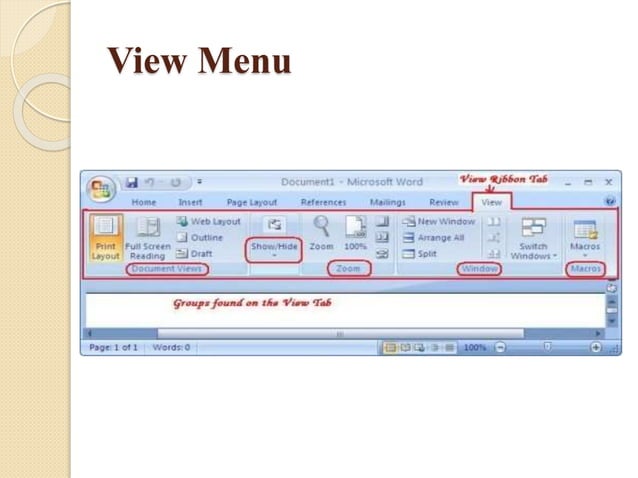 MS Word: View Menu | PPTX | Desktop Publishing | Computer Software and Applications