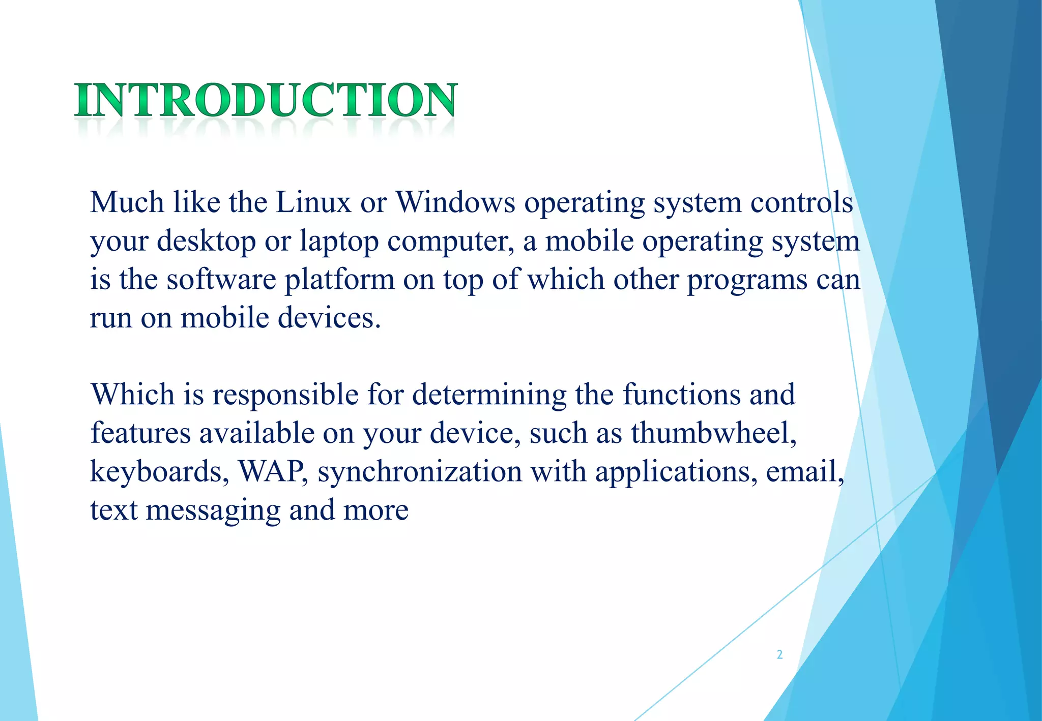 Mobile OS Computer presentation | PPTX | Operating Systems | Computer Software and Applications