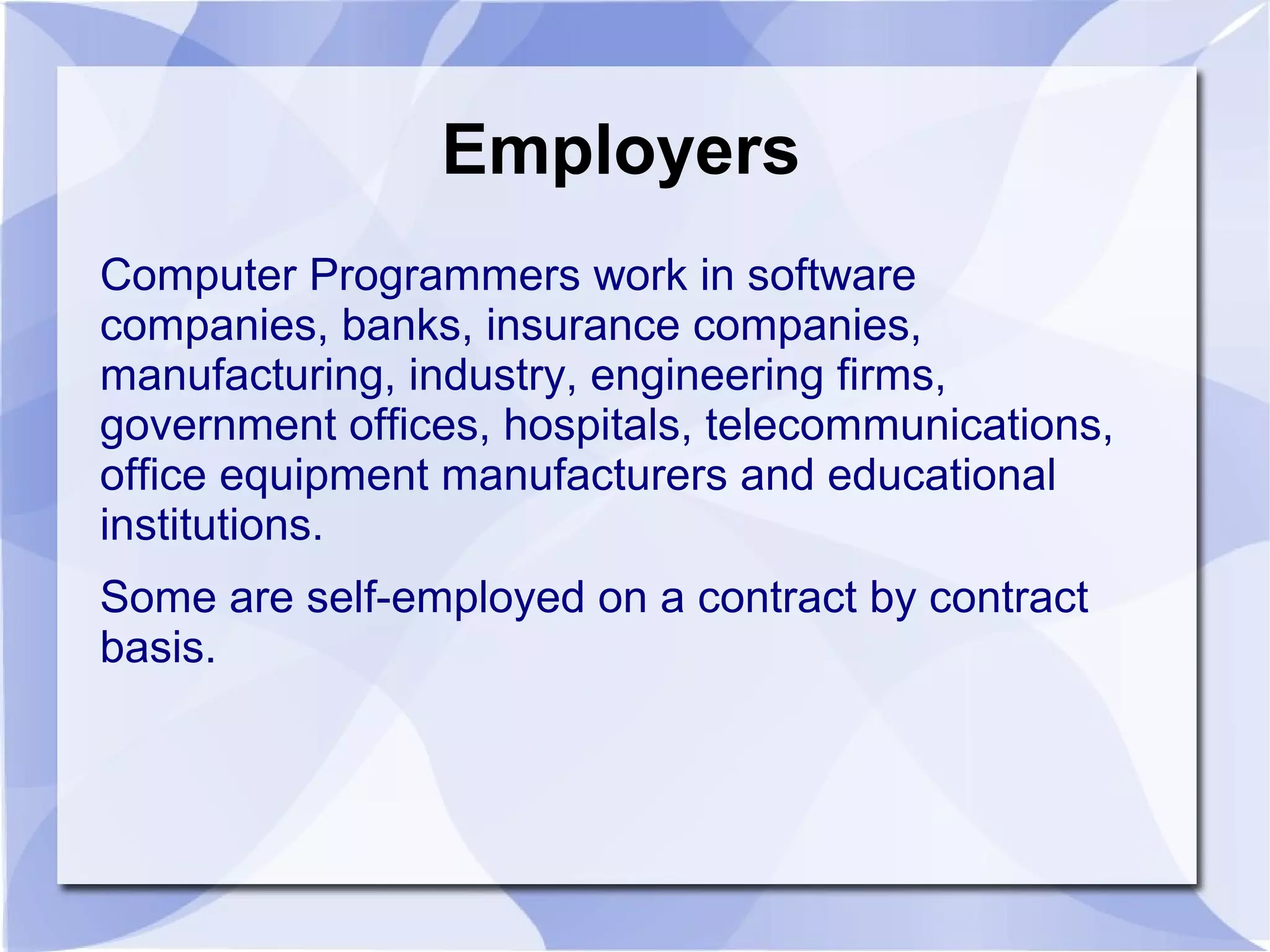 Computer programmer job information | ODP