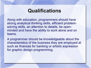 Computer programmer job information | ODP