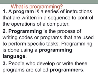 COMPUTER PROGRAMMING presentation jss sc | PPT