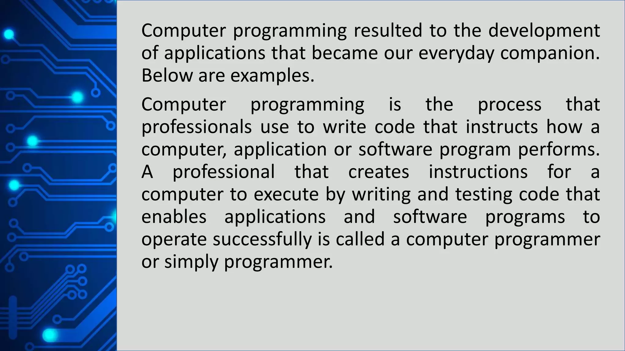 COMPUTER PROGRAMMING 10 WEEK 1.pptx | Programming Languages | Computing