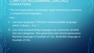 Computer programming language generations | PPT