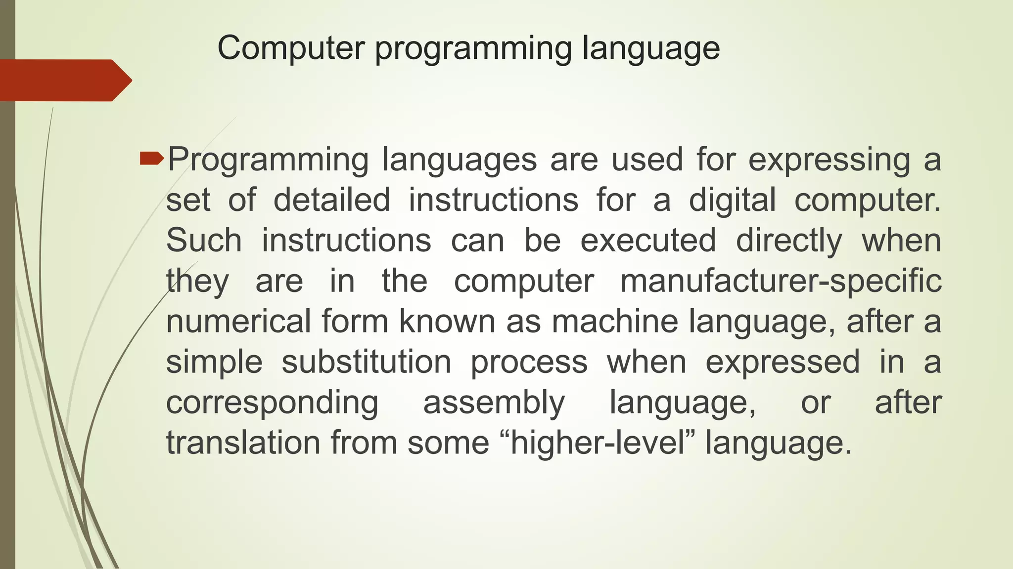 Computer Programming Languages Pptx Programming Languages Computing
