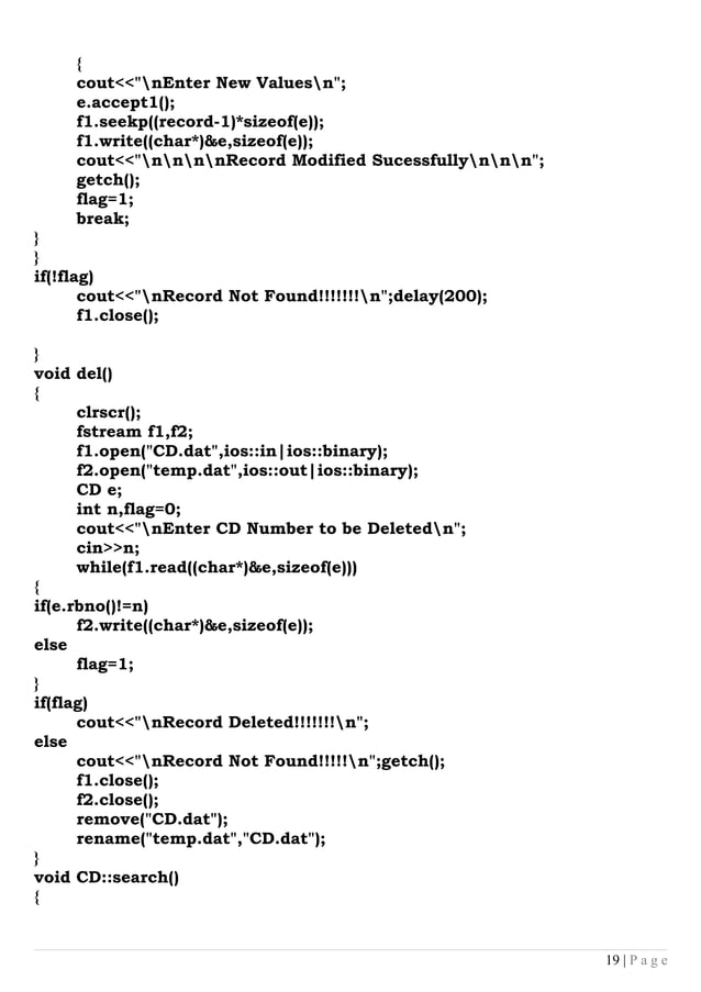 Computer project C++ CLASS 12TH (CD MANAGEMENT SYSTEM ) | DOC