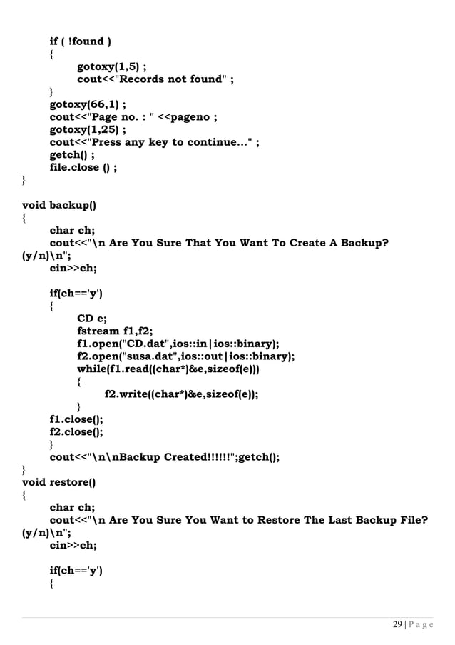 Computer project C++ CLASS 12TH (CD MANAGEMENT SYSTEM ) | DOC