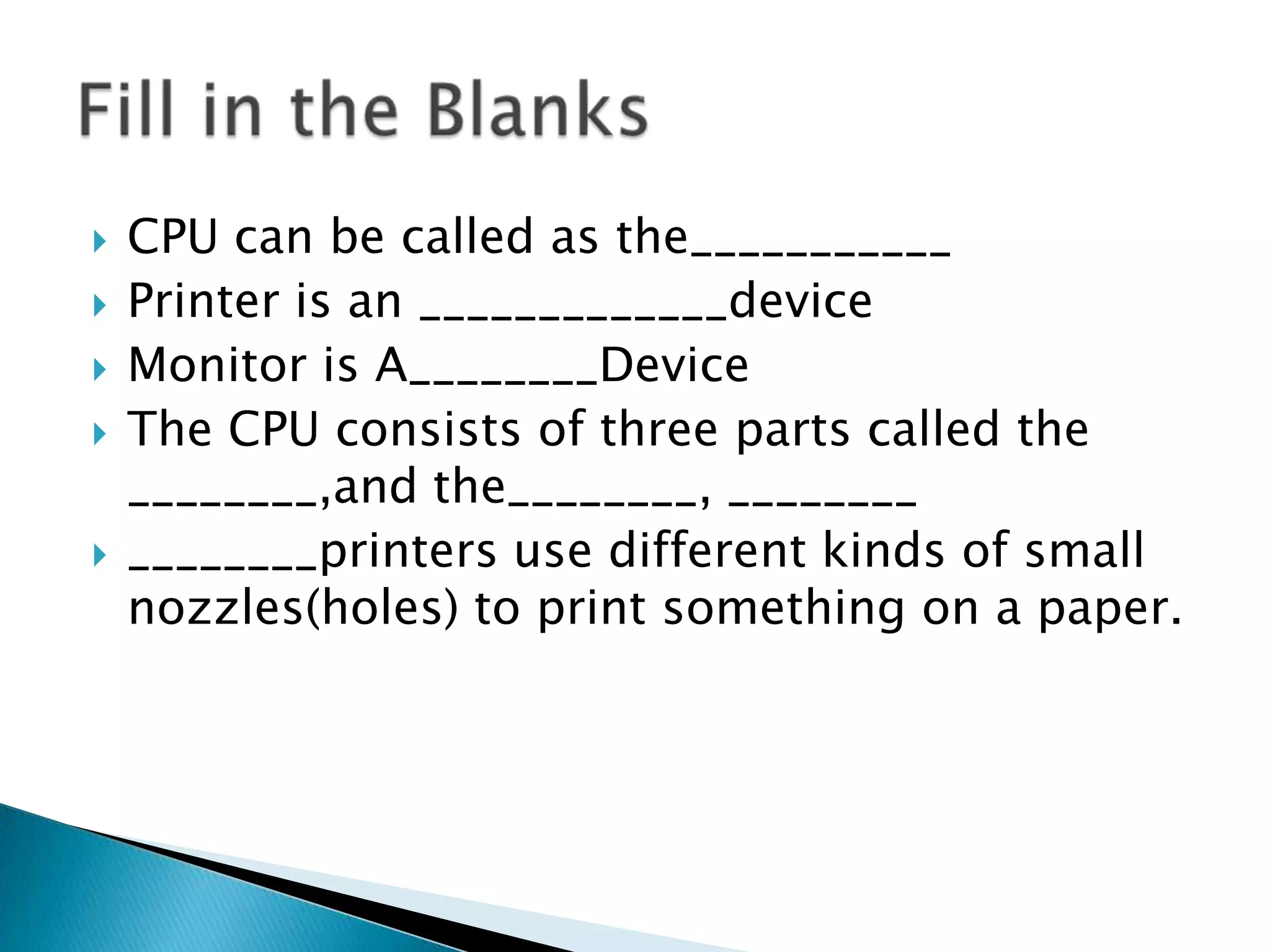 Computer quiz for primary classes | PPTX
