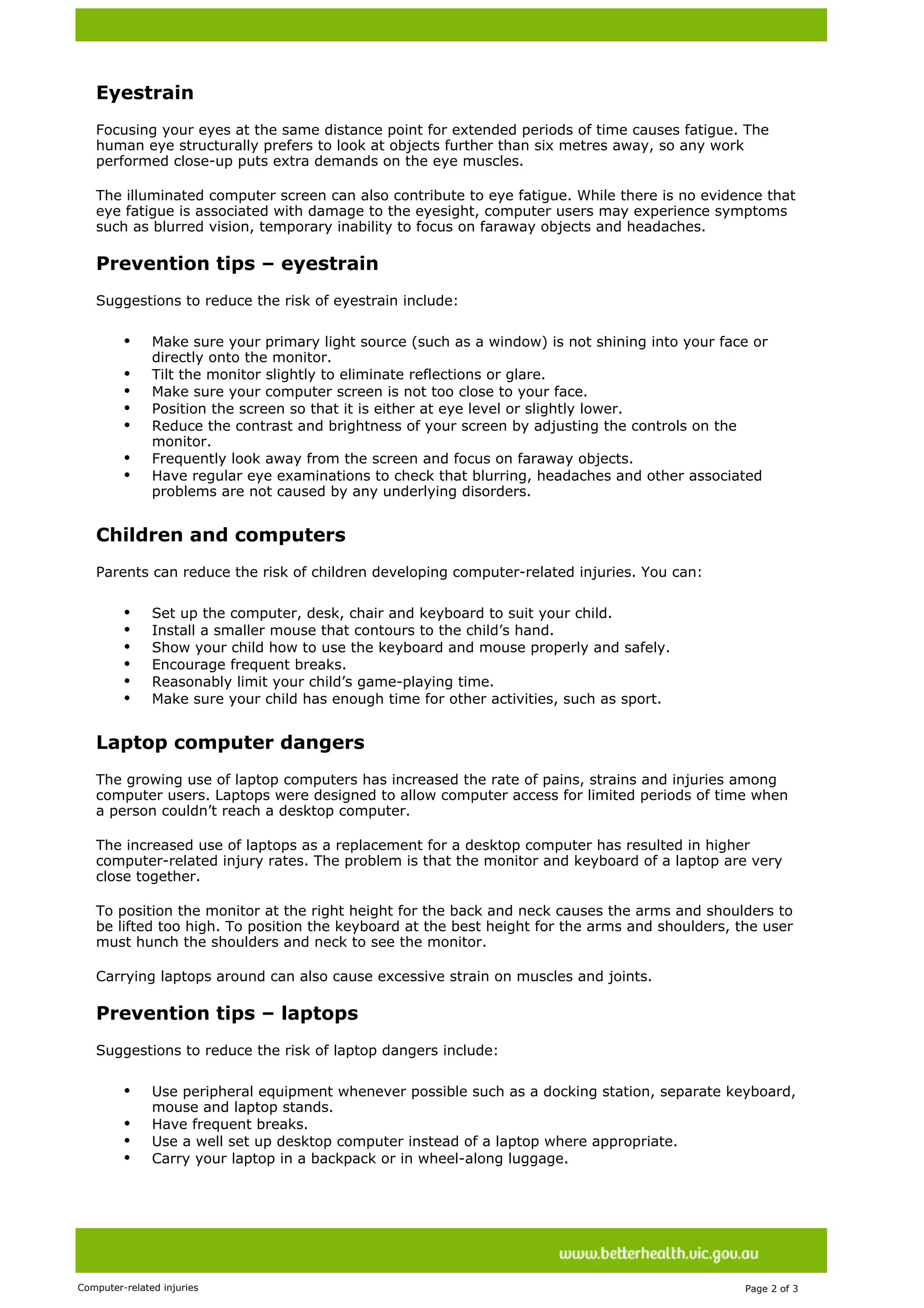 Computer Related Injuries | PDF