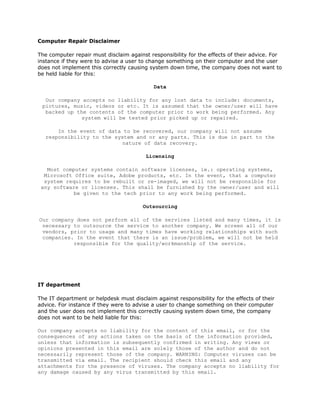 Computer Repair Disclaimer R1 0 | DOC