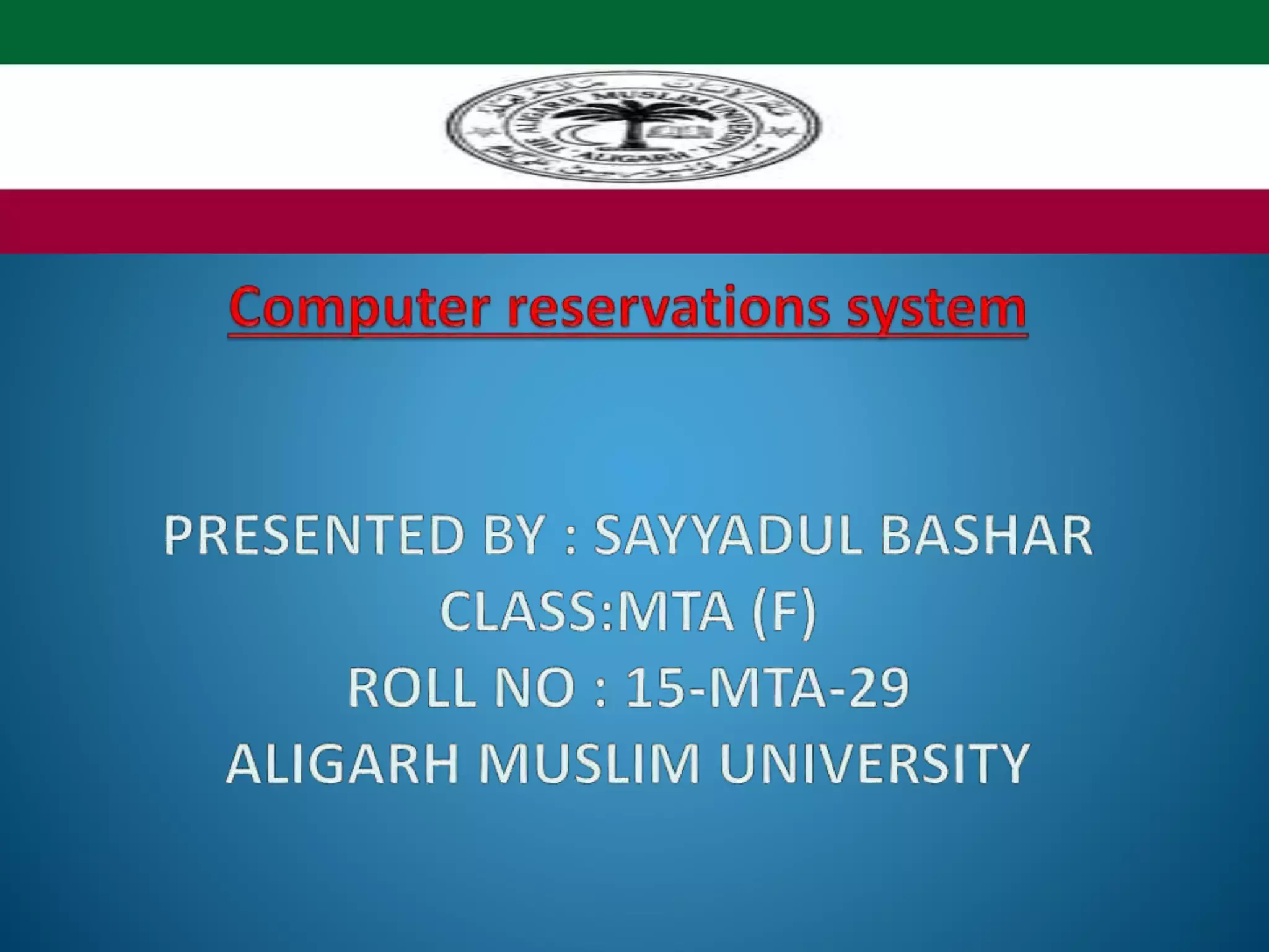 Computer Resevation System | PPTX