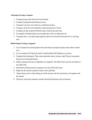 COMPUTER REVIEW - FOR YOUR REFERENCE ONLY | DOCX | Internet | Computing