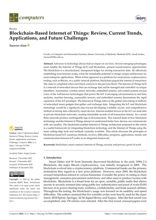 Blockchain-Based Internet of Things: Review, Current Trends, Applications, and Future Challenges ...