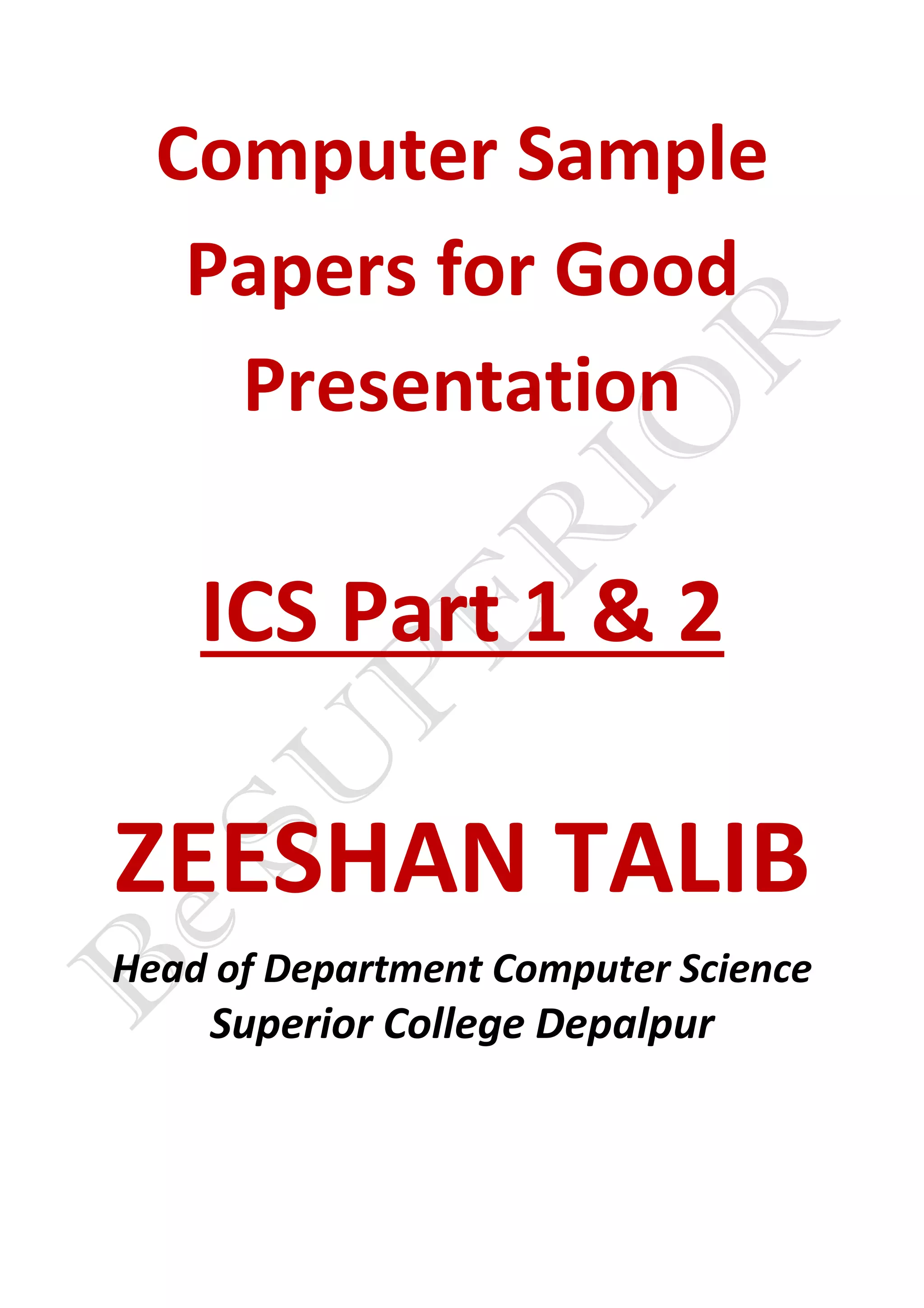 Computer Sample Papers for Good Paper Presentation by Zeeshan Talib ...