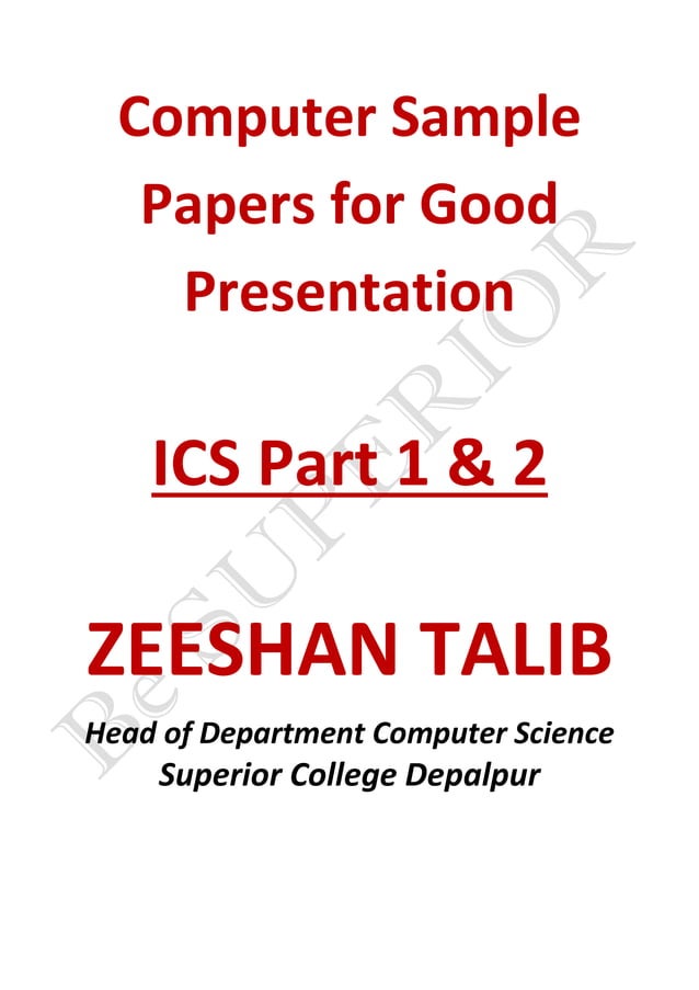 Computer Sample Papers for Good Paper Presentation by Zeeshan Talib | PDF
