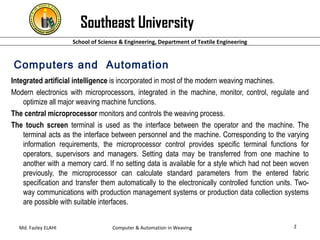 COMPUTERS AND AUTOMATION IN WEAVING | PPT