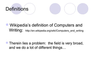 Computers and Writing | PPT | Education
