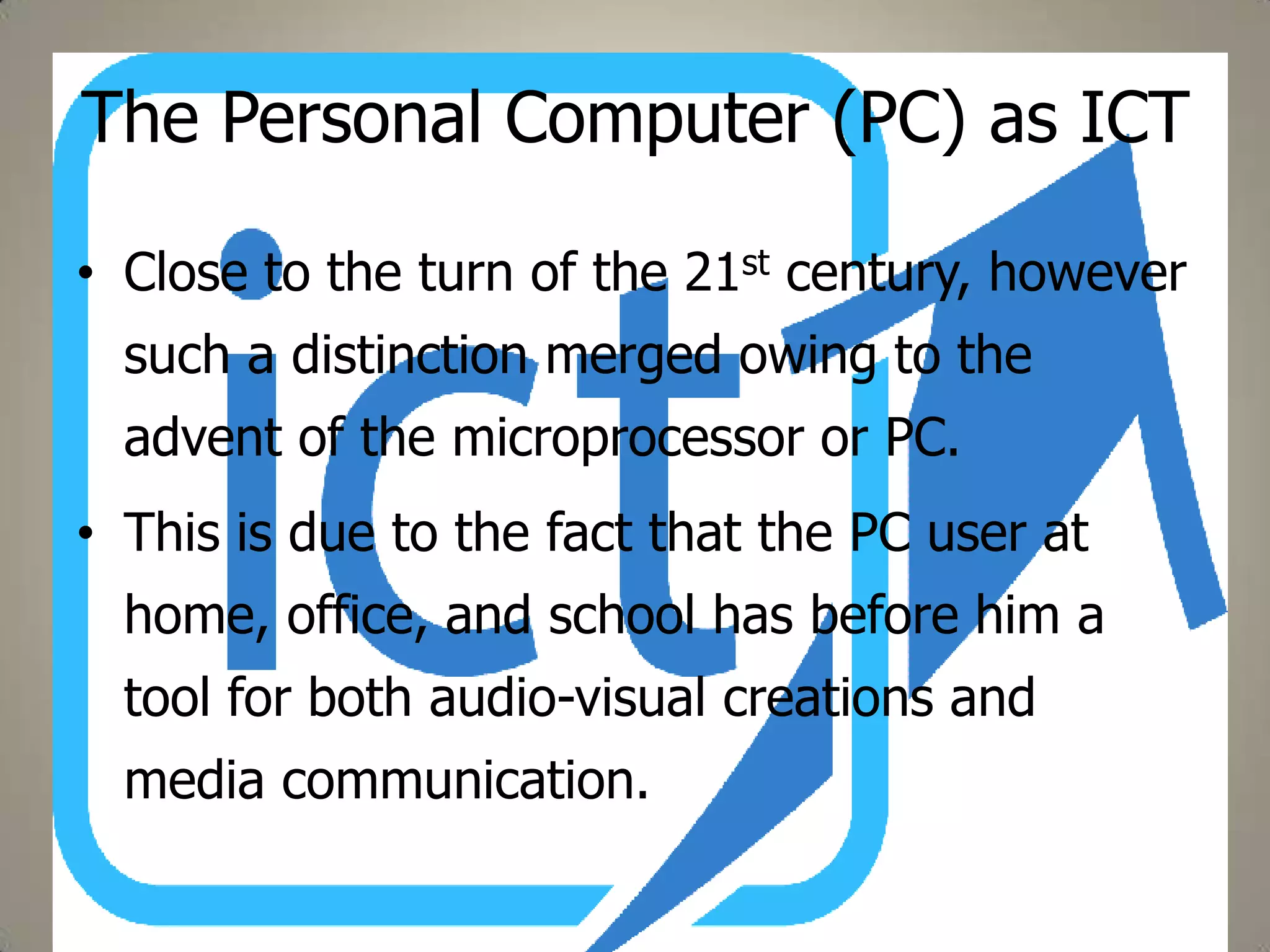 Computers as information and communication technology | PPTX