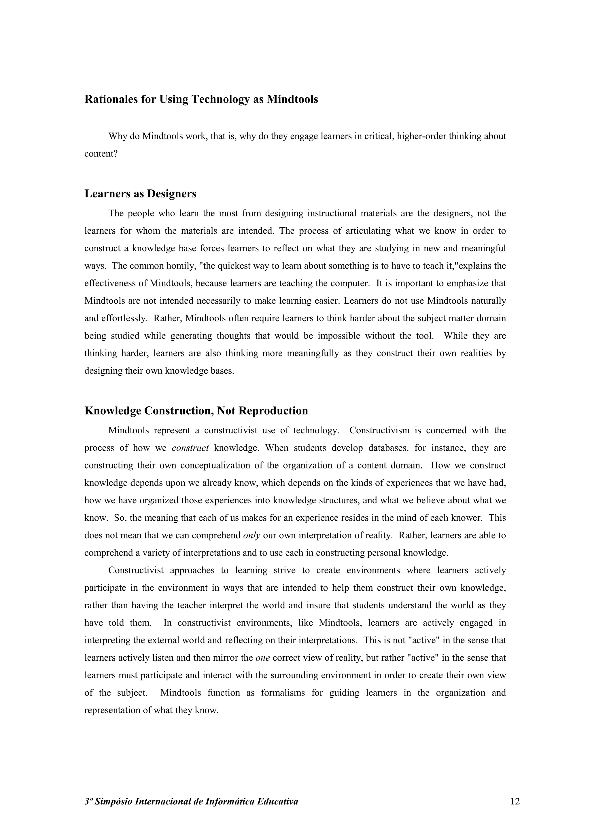 Computers as mindtools for engaging learners in critical learning | PDF