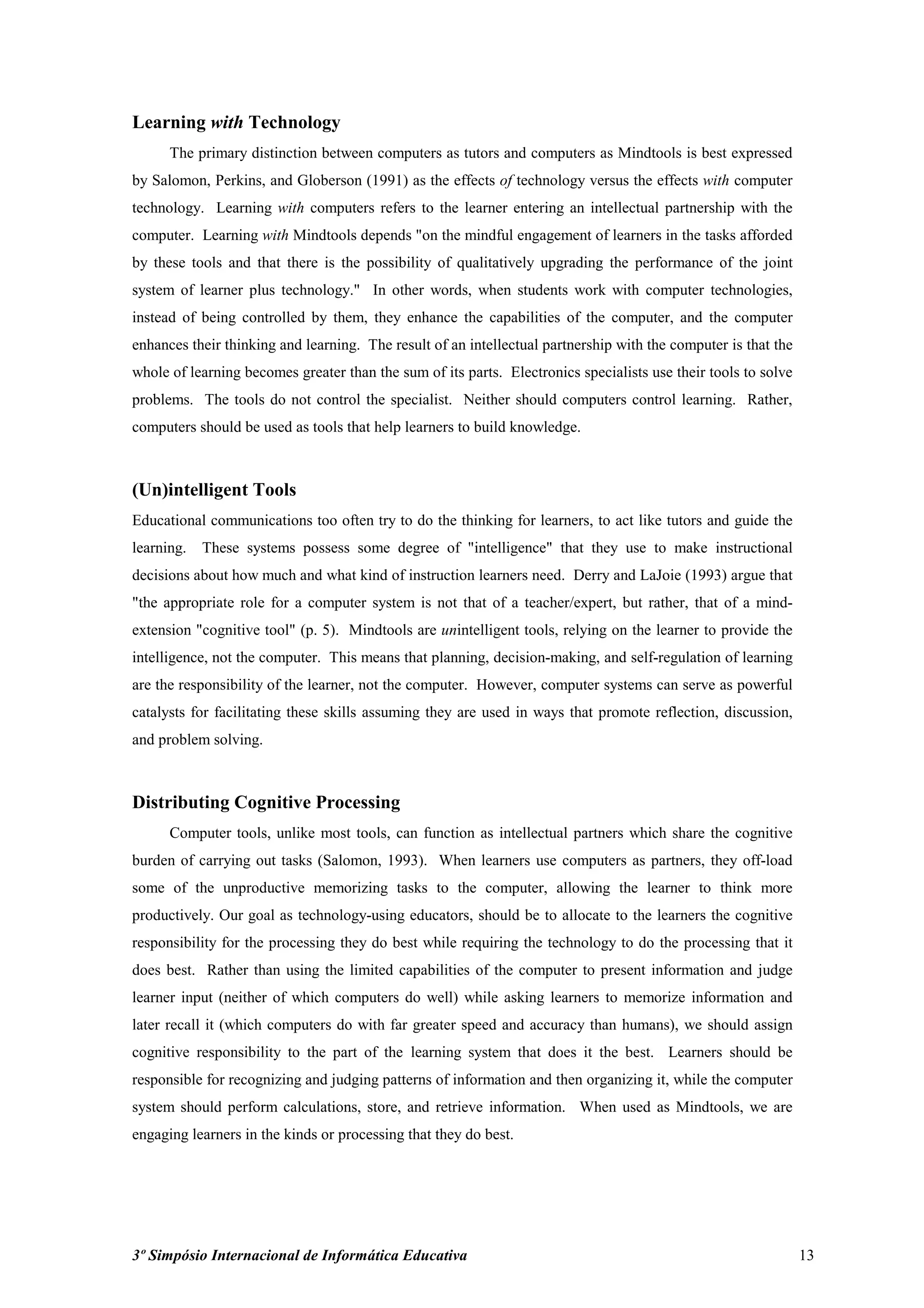 Computers as mindtools for engaging learners in critical learning | PDF
