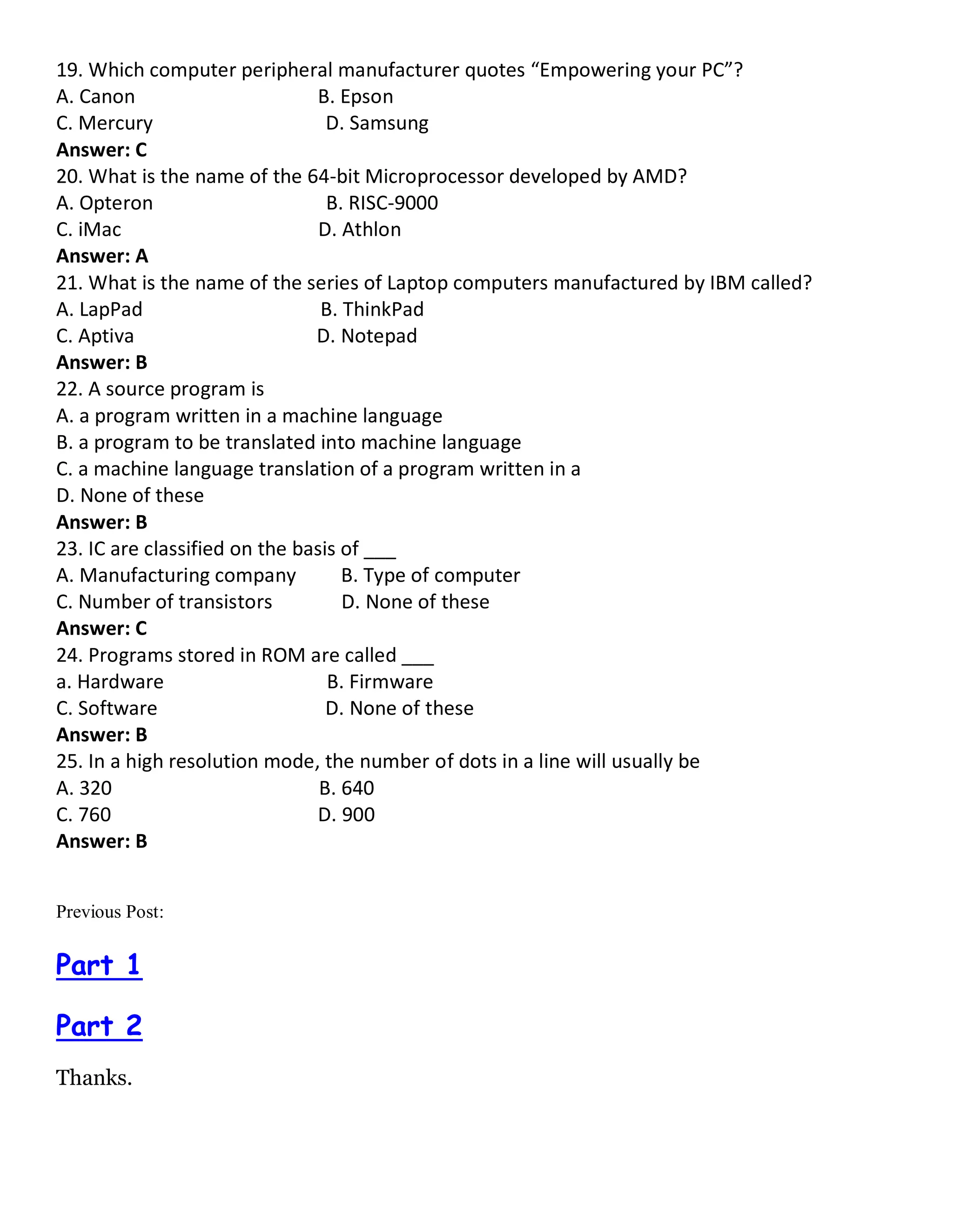 Computers basic mcq questions 3 | PDF