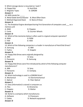 Computers basic mcq questions 3 | PDF