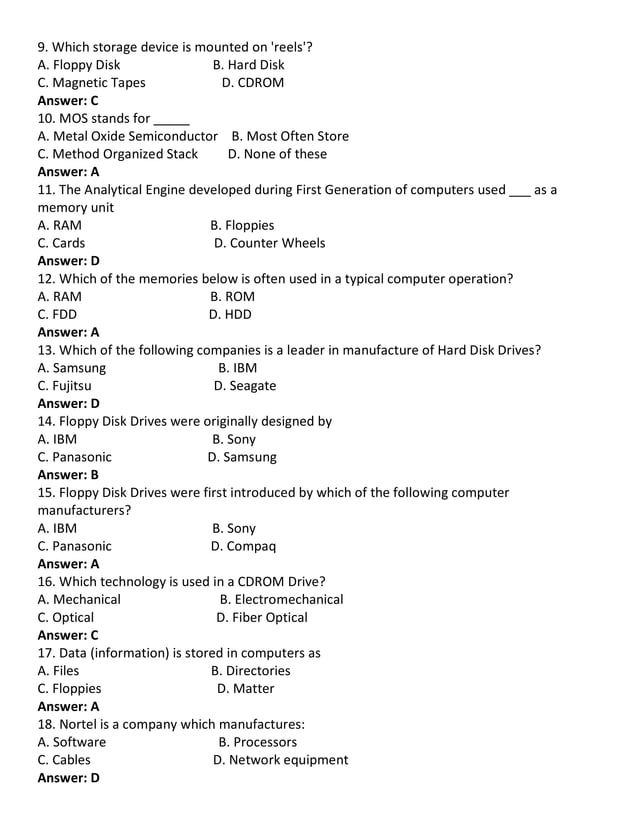 Computers basic mcq questions 3 | PDF