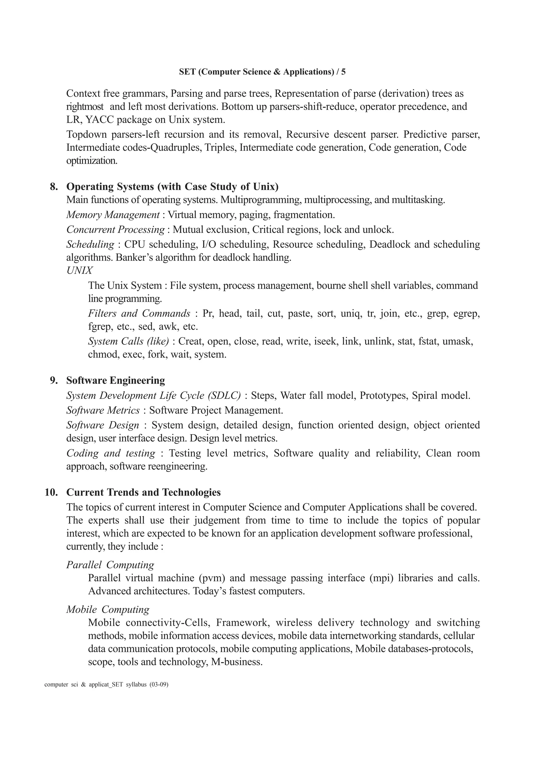 Computer sci & applicat set syllabus | PDF