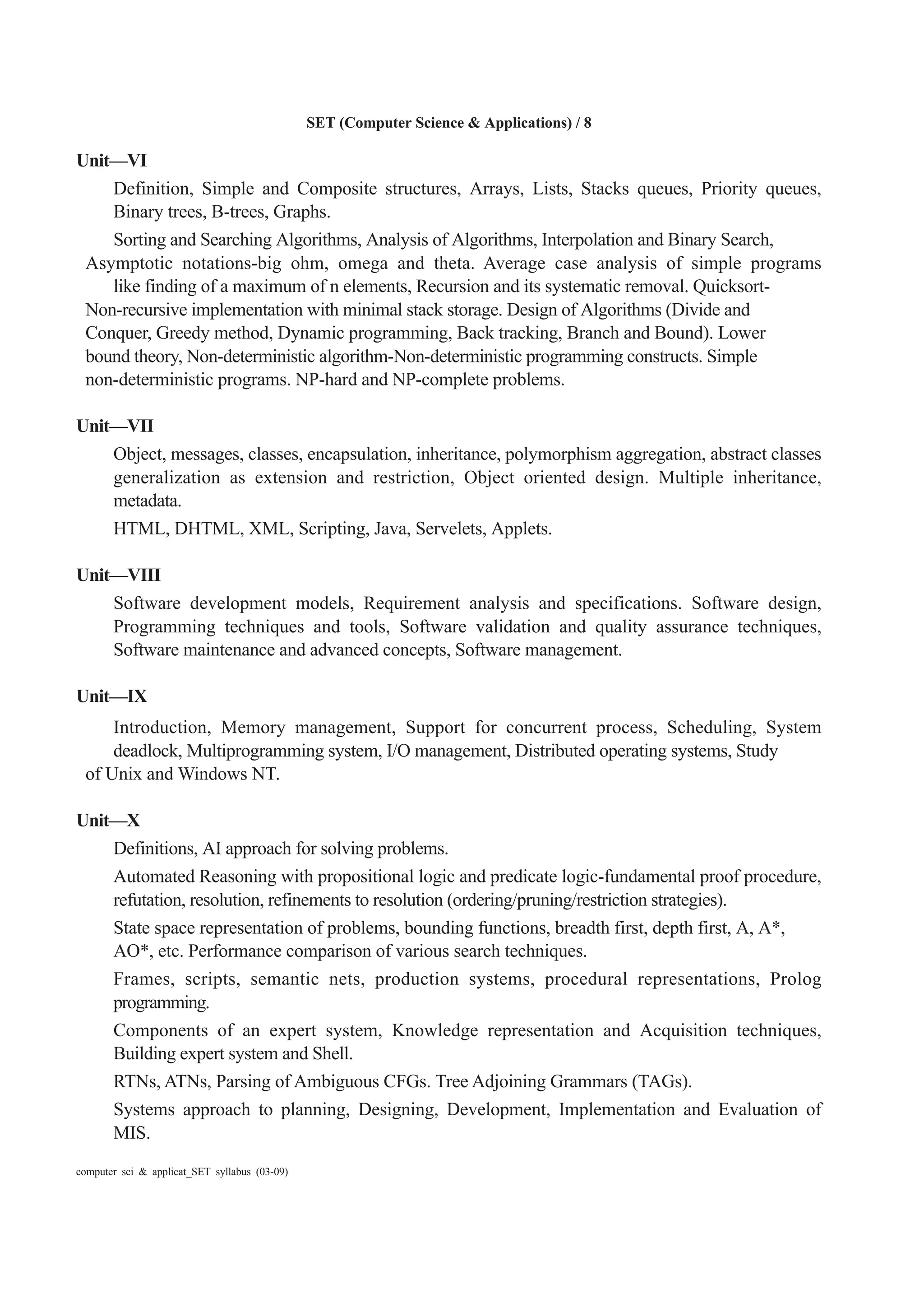 Computer sci & applicat set syllabus | PDF