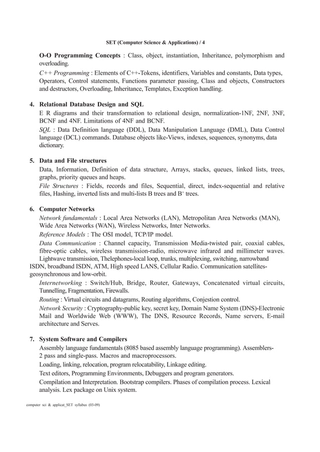 Computer sci & applicat set syllabus | PDF