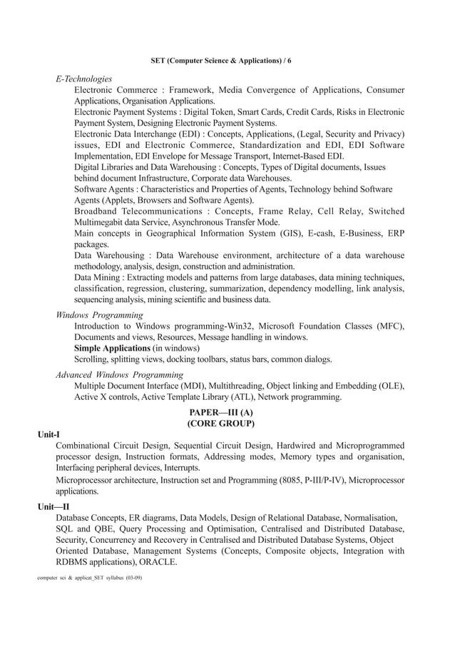 Computer sci & applicat set syllabus | PDF