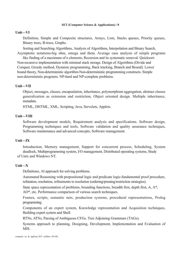 Computer sci & applicat set syllabus | PDF