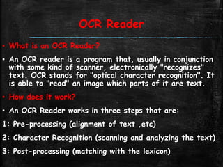 OCR, OMR and Track Ball Working Principals | PPTX