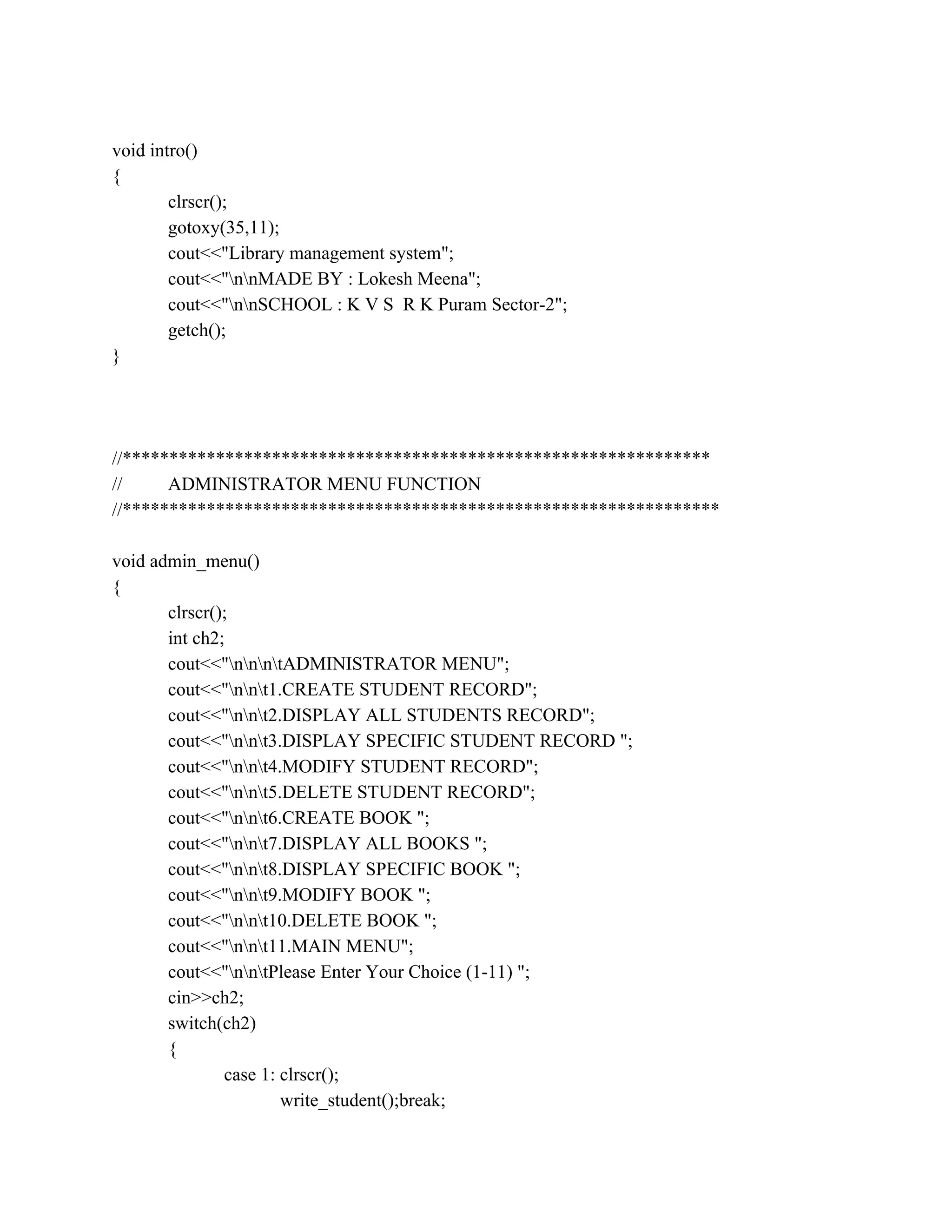 Computer science Project for class 11th and 12th(library management system) | PDF | Programming ...