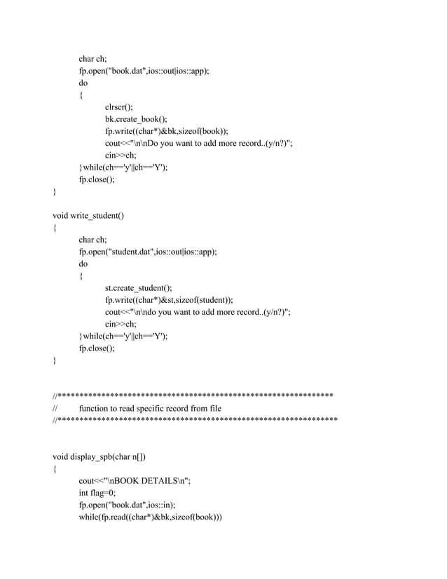 Computer science Project for class 11th and 12th(library management system) | PDF | Programming ...